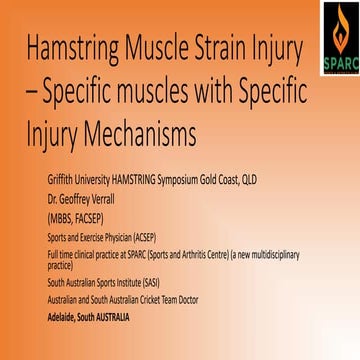 Geoff Verrall Hamstring Injury Symposium presentation part 1 | PDF