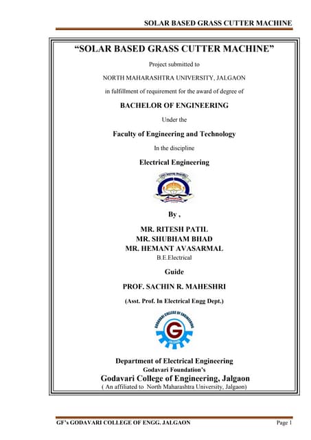 Solar grass cutter | PPTX