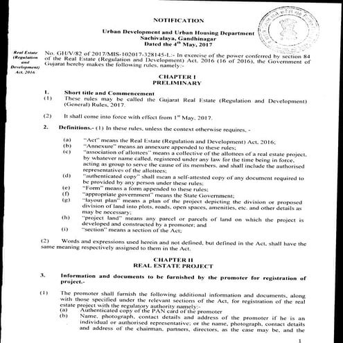 Final gujarat.rera.act.01 05-2017 | PDF
