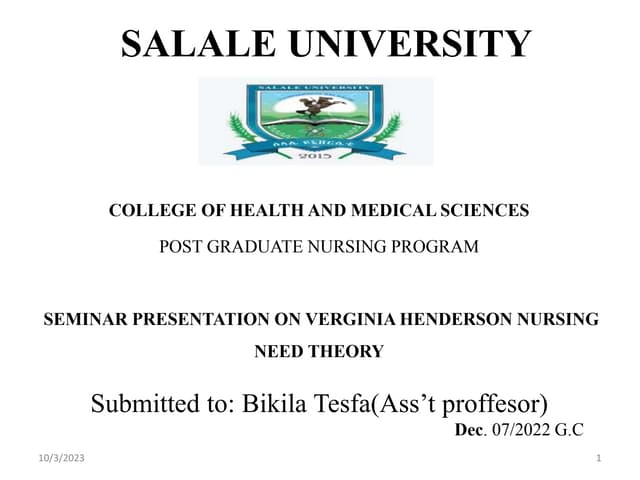Virginia henderson's theory of nursing | PPTX
