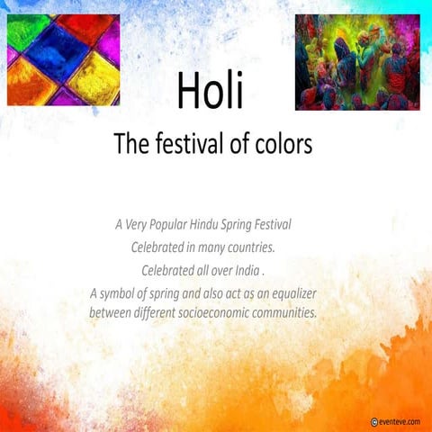 Holi - Festivals of colors | PPTX | Hinduism | Religion & Spirituality