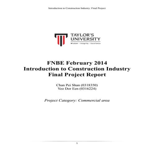 Introduction to construction industry - final project | DOCX ...