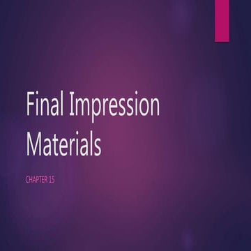 Final Impression Materials | PPTX | Oral care | Personal Care