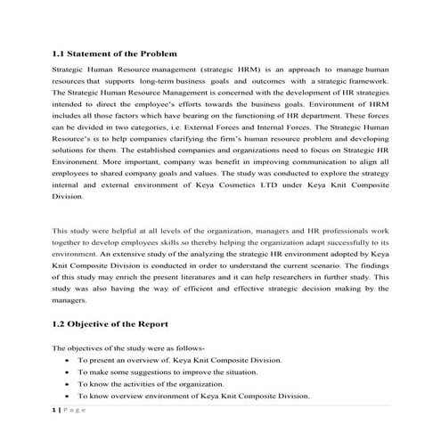 “Analyzing the Strategic HR Environment Analysis of Keya Cosmetics Ltd under Keya Knit Composite ...