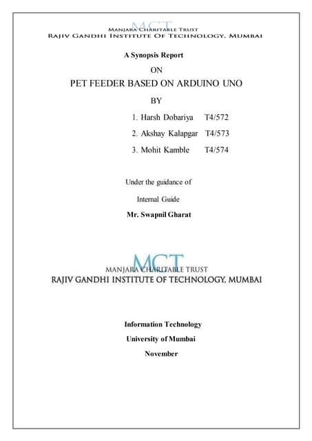 AUTOMATIC PET FEEDER USING IOT_2019_8p.pdf | Pet Supplies | Pets