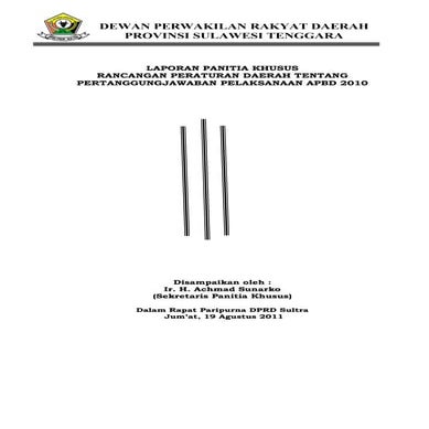 Laporan Pansus Pertanggungjawaban APBD 2010 | PDF