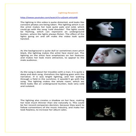 Lighting in music videos | PPTX