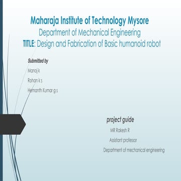 Design and fabrication of basic humanoid robot | PPTX