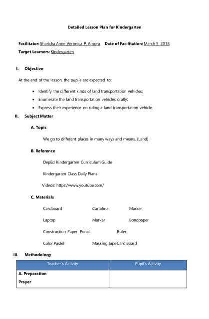 Detailed Lesson Plan in English For Kindergarten | DOCX | Daycare and ...