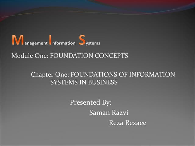 Chapter 1 introduction to information system | PPT