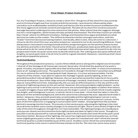 Final major project evaluation | DOCX