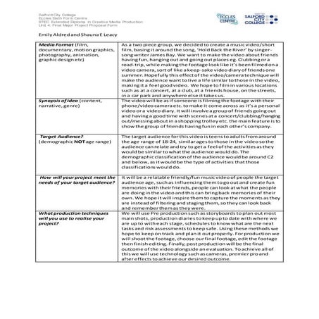 Final Major Project Proposal Form | DOCX