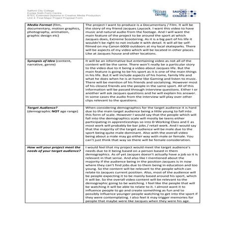 Final major project proposal form | PDF