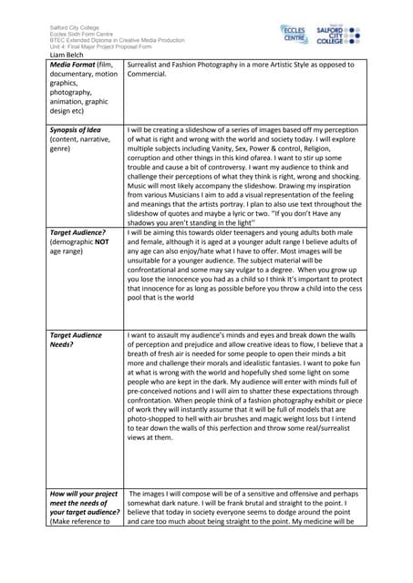 Final Major Project Proposal | PDF