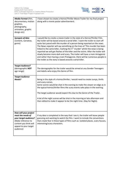 Final Major Project Proposal Form | DOCX