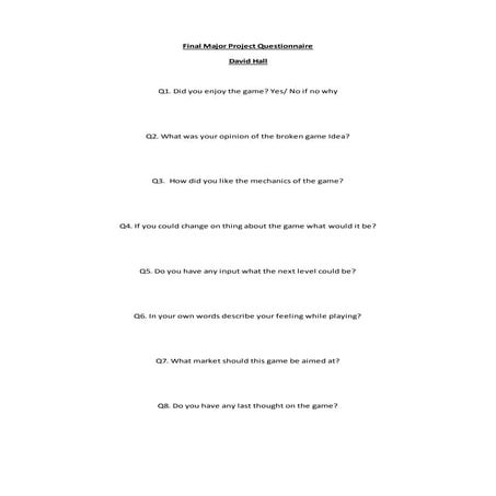Final major project questionnaire | DOCX