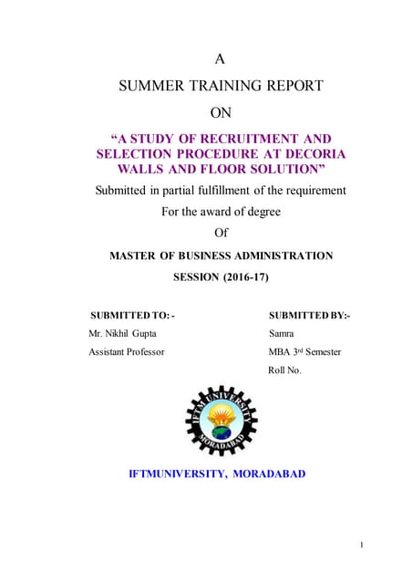 Final Project Synopsis MBA | PDF