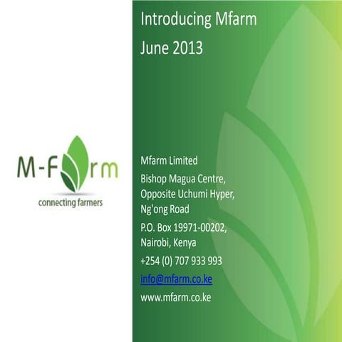 Final mfarm presentation slideshare june 2013 (3) | PPTX | Agriculture | Industries