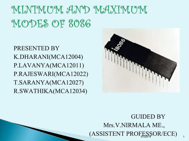 Minimum mode and Maximum mode Configuration in 8086 Minimum mode and Maximum mode Configuration in 8086