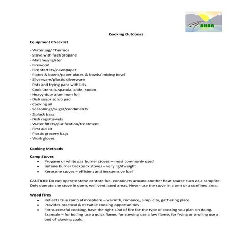 Final module for outdoor cooking | PDF