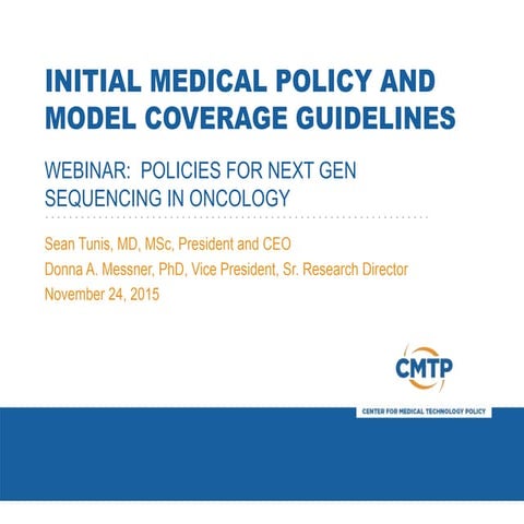 Initial Medical Policy and Model Coverage Guidelines | PPTX ...