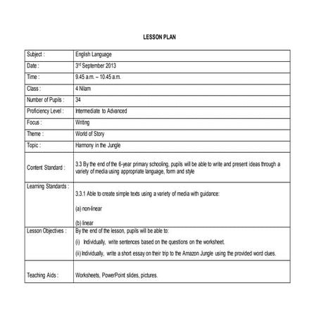 Final observation writing lp | DOCX