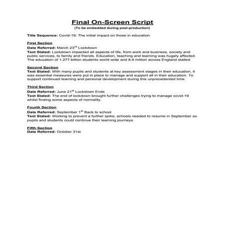 Final on screen script | PDF
