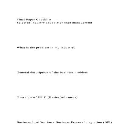 Final Paper ChecklistSelected Industry supply change managemen.docx