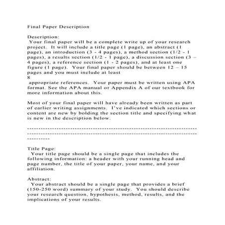 Final Paper DescriptionDescription Your final paper will be a.docx