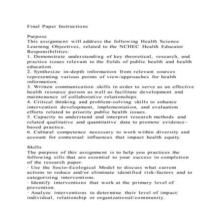 Final Paper InstructionsPurposeThis assignment will address th | PDF