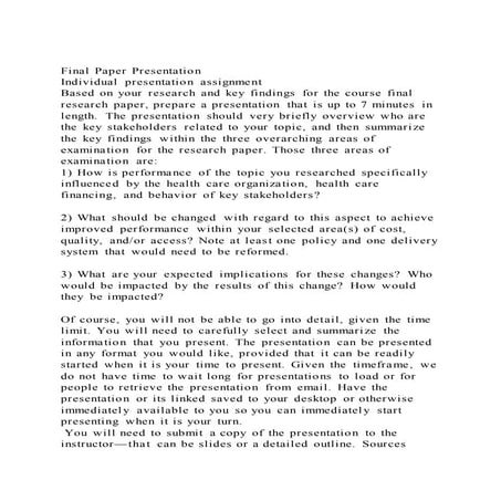 Final Paper PresentationIndividual presentation assignmentBase | DOCX