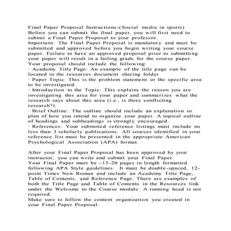 Final Paper Proposal Instructions-(Social media in sports)Before y | DOCX