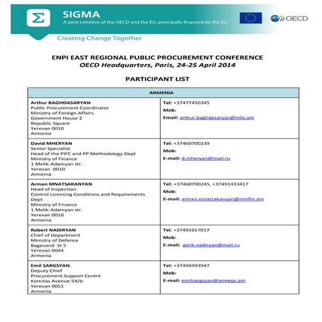 Participants list - ENI East Regional Conference on Public Procurement ...
