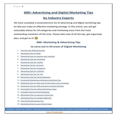 600+ Advertising & Digital Marketing Tips by Industry Experts | PDF