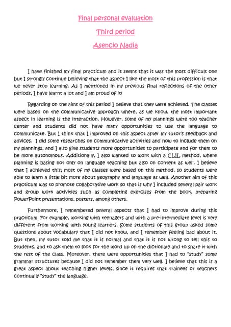 Final personal evaluation second period | PDF
