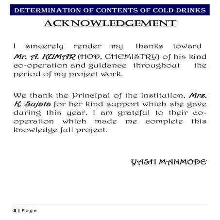 Determination of The Contents of Cold Drinks | PDF