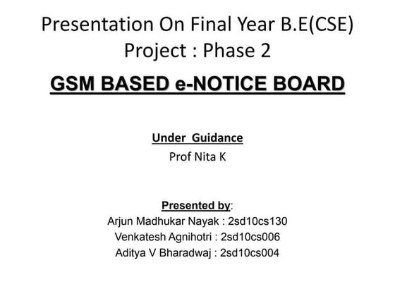 GSM BASED E-NOTICE BOARD synopsis | DOCX
