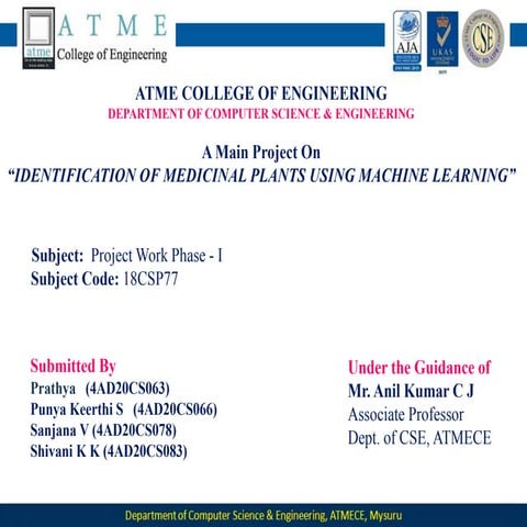 Identification of medicinal plants using machine learning | PPTX