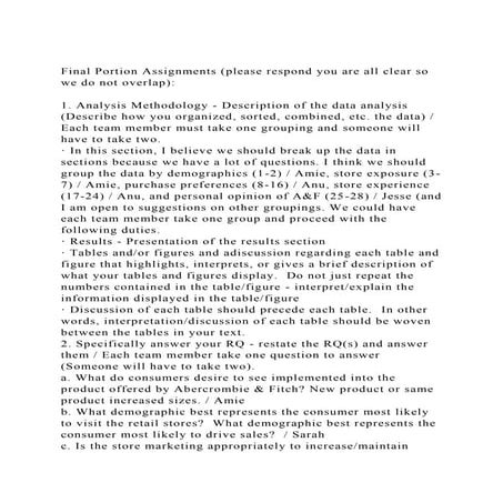 Final Portion Assignments (please respond you are all clear so we .docx