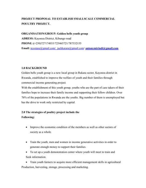 BUSINESS PLAN FOR A POULTRY FARM INVESTMENT | DOC