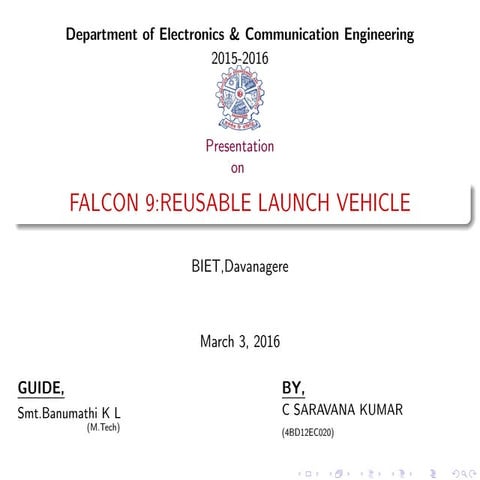 SpaceX's Falcon 9 Reusable Launch Vehicle | PDF