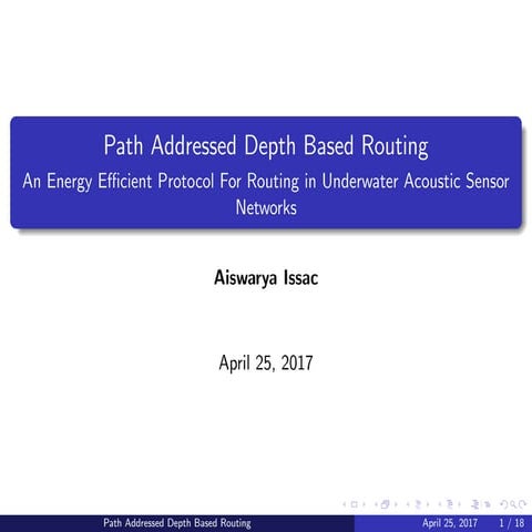 Path Addressed Depth Based Routing Ppt 