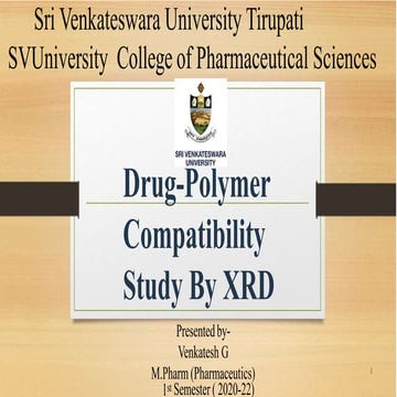 Drug-Polymer Compatibility Studies By XRD | PPT