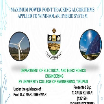 MAXIMUM POWER POINT TRACKING ALGORITHMS APPLIED TO WIND-SOLAR HYBRID ...
