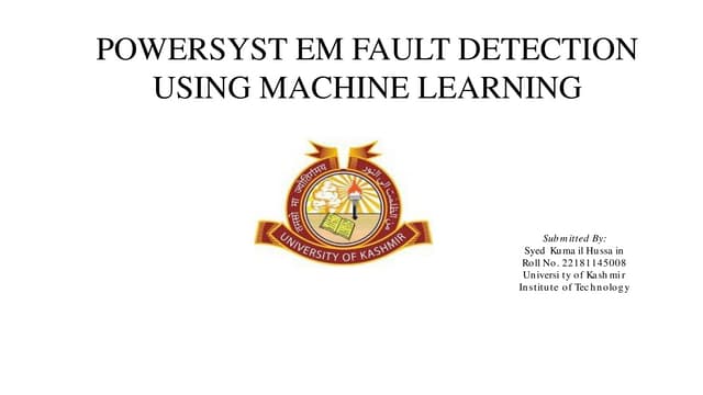 Power System Fault Detection Using Machine Learning Ppt