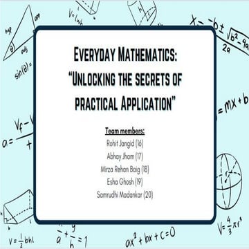 PPT on Mathematical Application in practical life | PPT