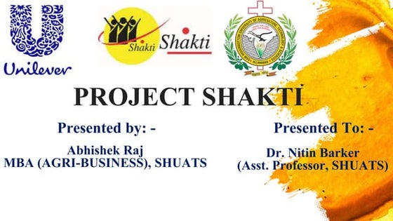 HUL in rural India- Project Shakti | PPTX
