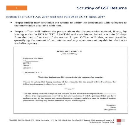 Scrutiny of returns in GST | PDF