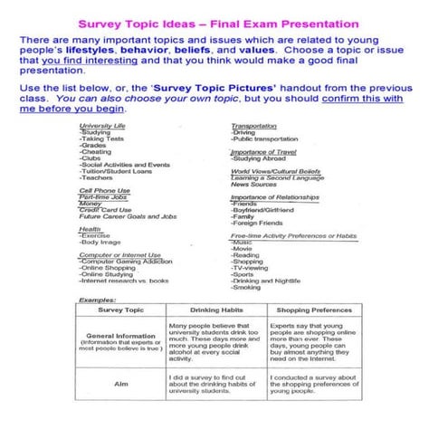 Final Presentation: Topic Ideas | PDF