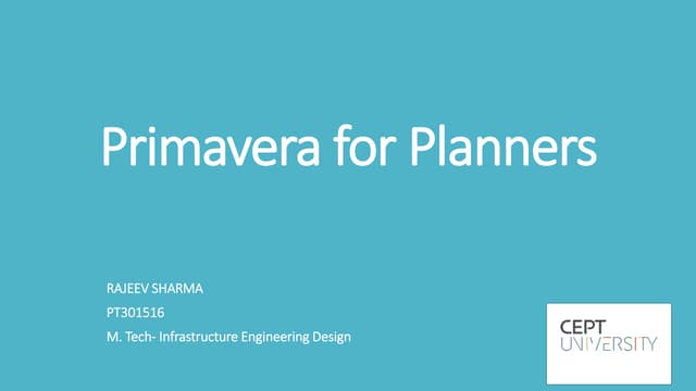 Introduction To Primavera (P6) | PPTX